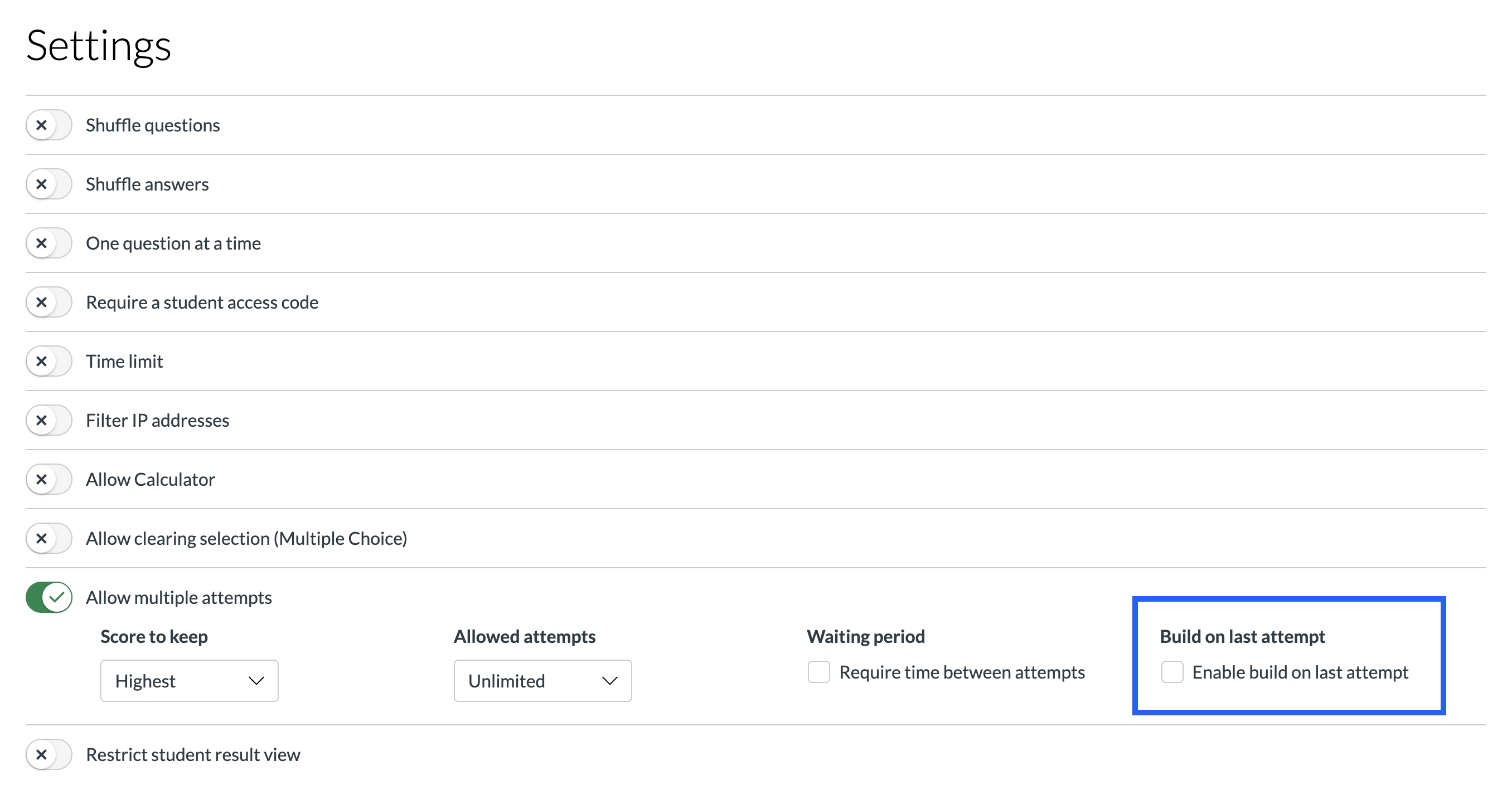 Canvas Update: New Quizzes Can Build on Last Attempt – FOCUS