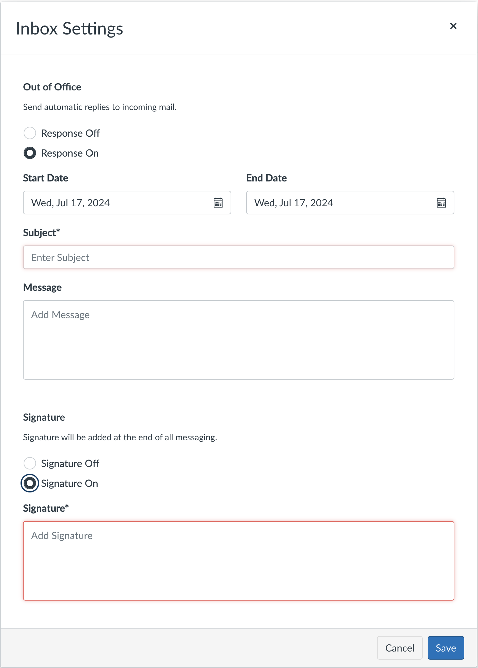 Canvas Update: Inbox Out of Office and Signature Settings – FOCUS